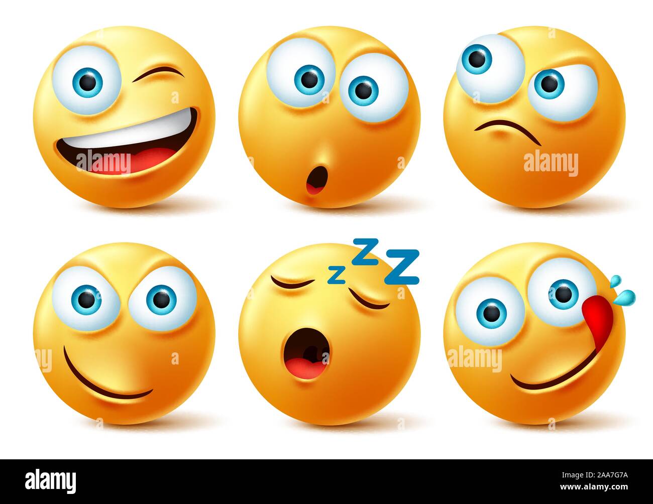 Smiley emoticon faces vector set. Smileys emoticons of yellow face in ...