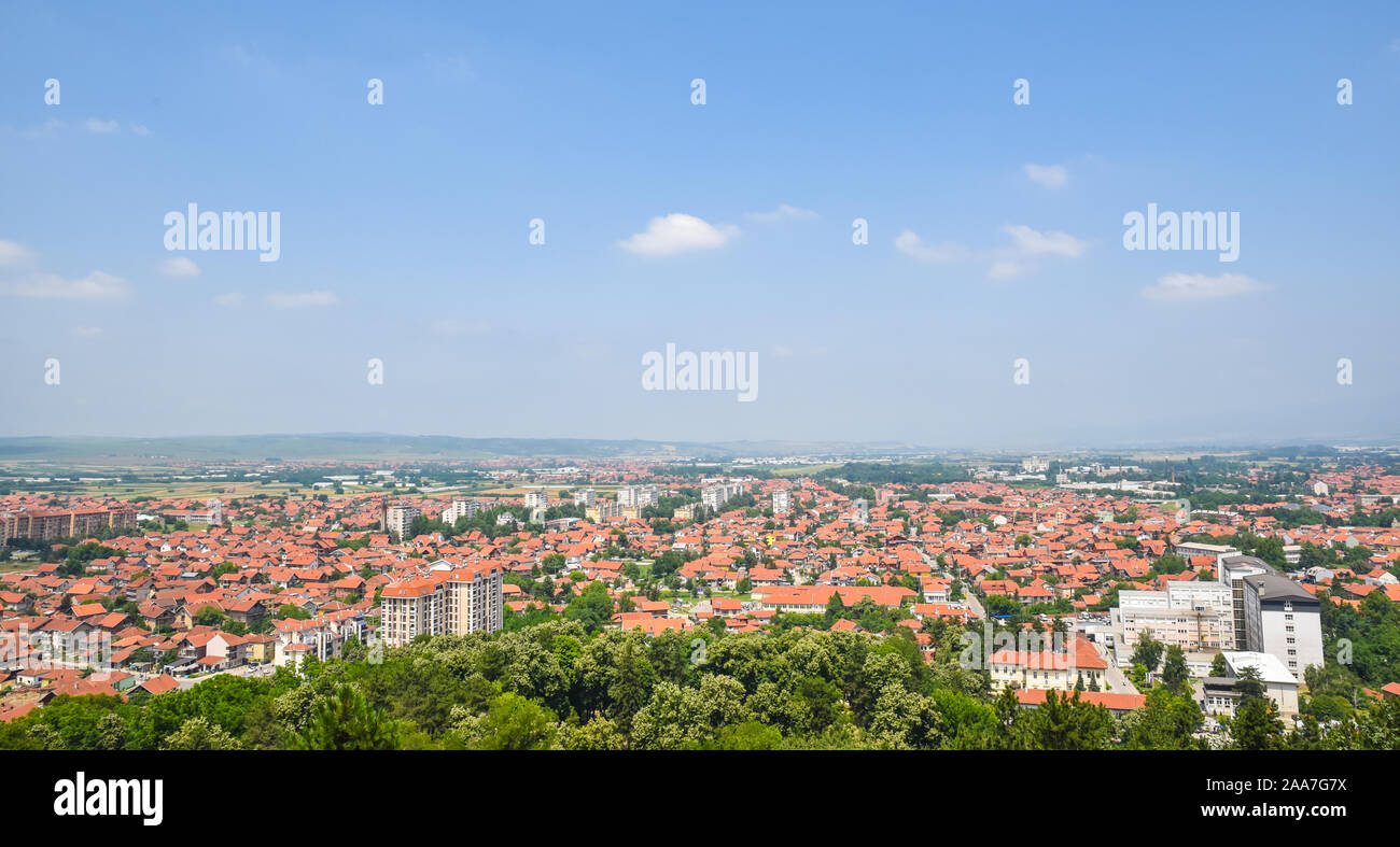Leskovac city skyline panoramic view during the summer day taken from ...