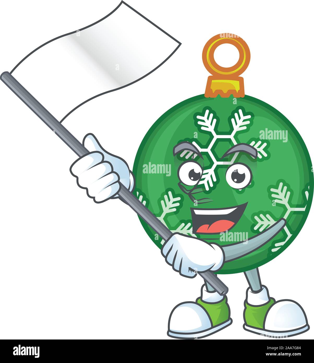 Cartoon green christmas ball with mascot bring flag Stock Vector Image ...