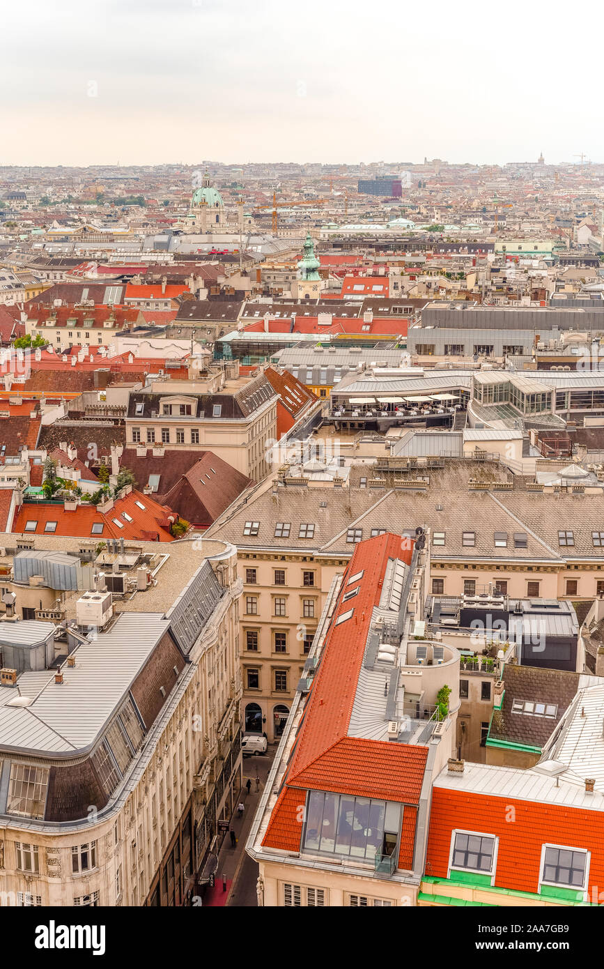 Vienna panorama view from St. Stephan's cathedral Austria Stock Photo ...
