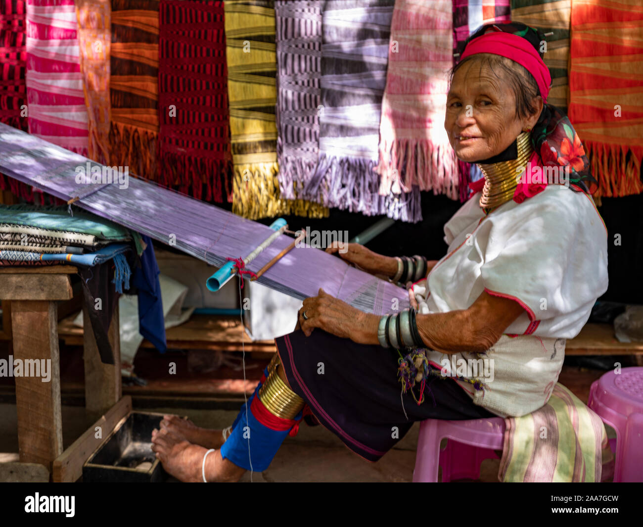An older woman from the Kayan tribe of the Shan State of Myanmar (Burma ...