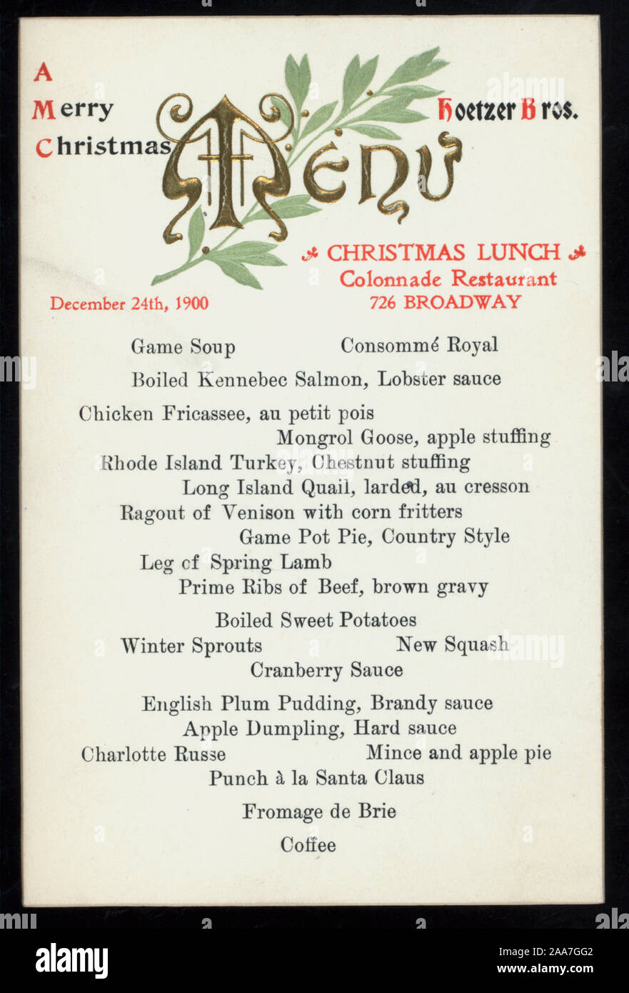 NEW YEAR'S GREETING FROM OWNERS ON BACK; CHRISTMAS LUNCH [held by ...