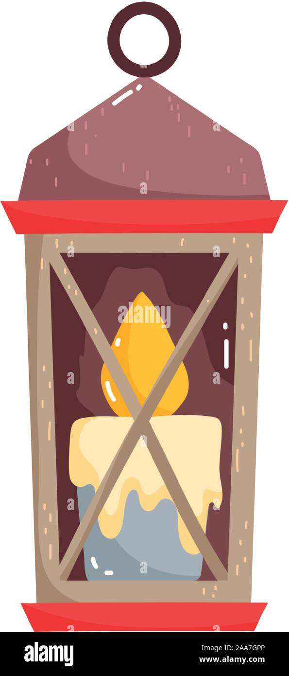 classic lamp with candle on white background vector illustration Stock ...