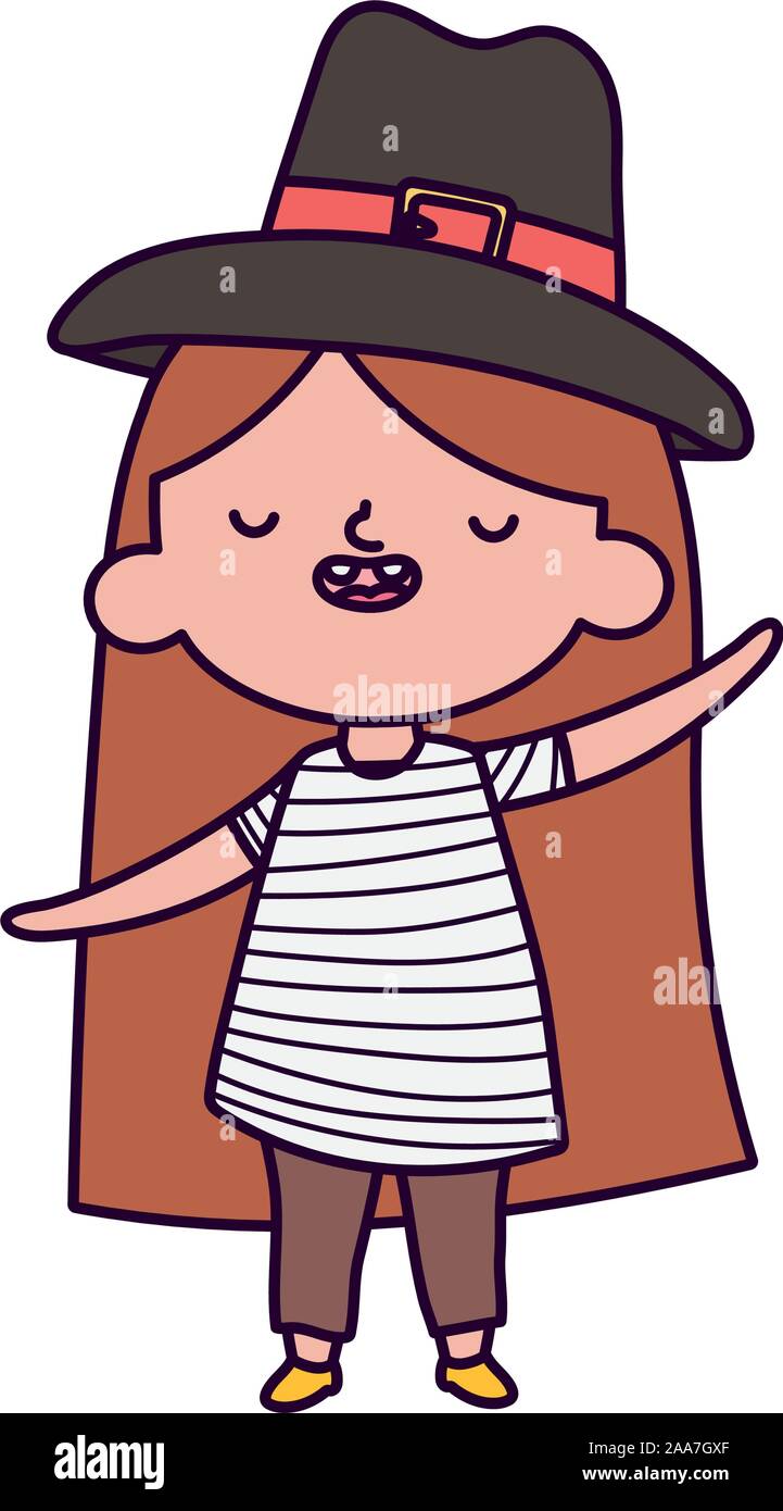 Girl Pilgrim Hat Clip Art