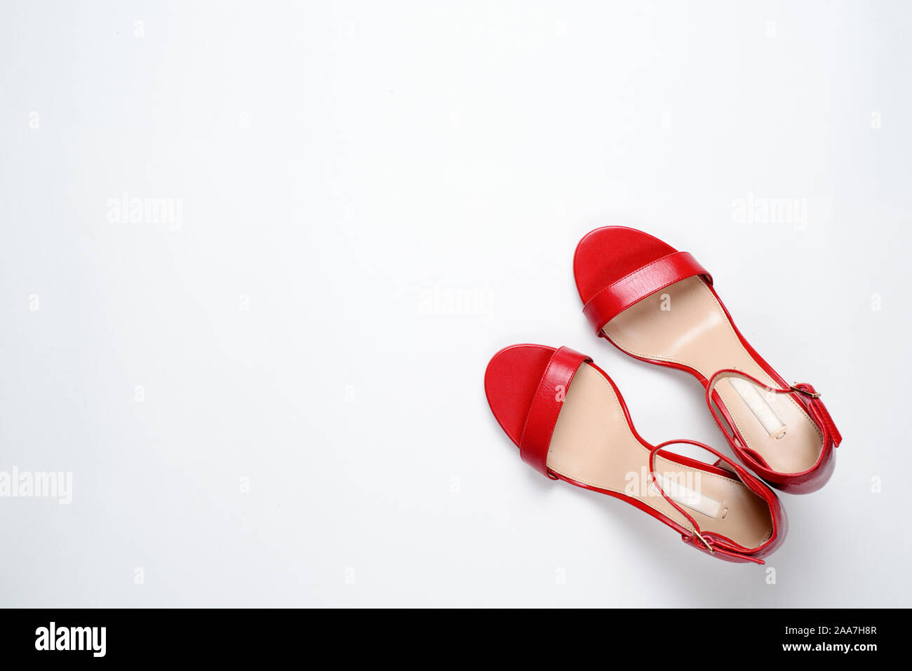 Summer Sandals on white background top view, flat lay, fashion ...