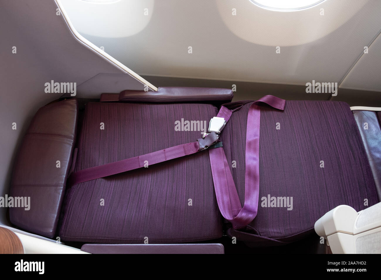 Flat bed Business class travel seat of an airline when fly with an ...