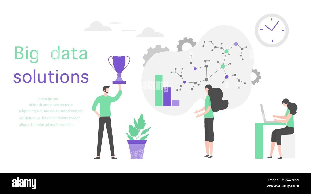 Vector illustration of business growth, financial increase. People ...