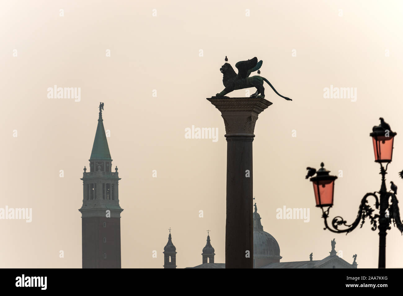 Venice, the winged lion of San Marco square (St Mark), symbol of the ...