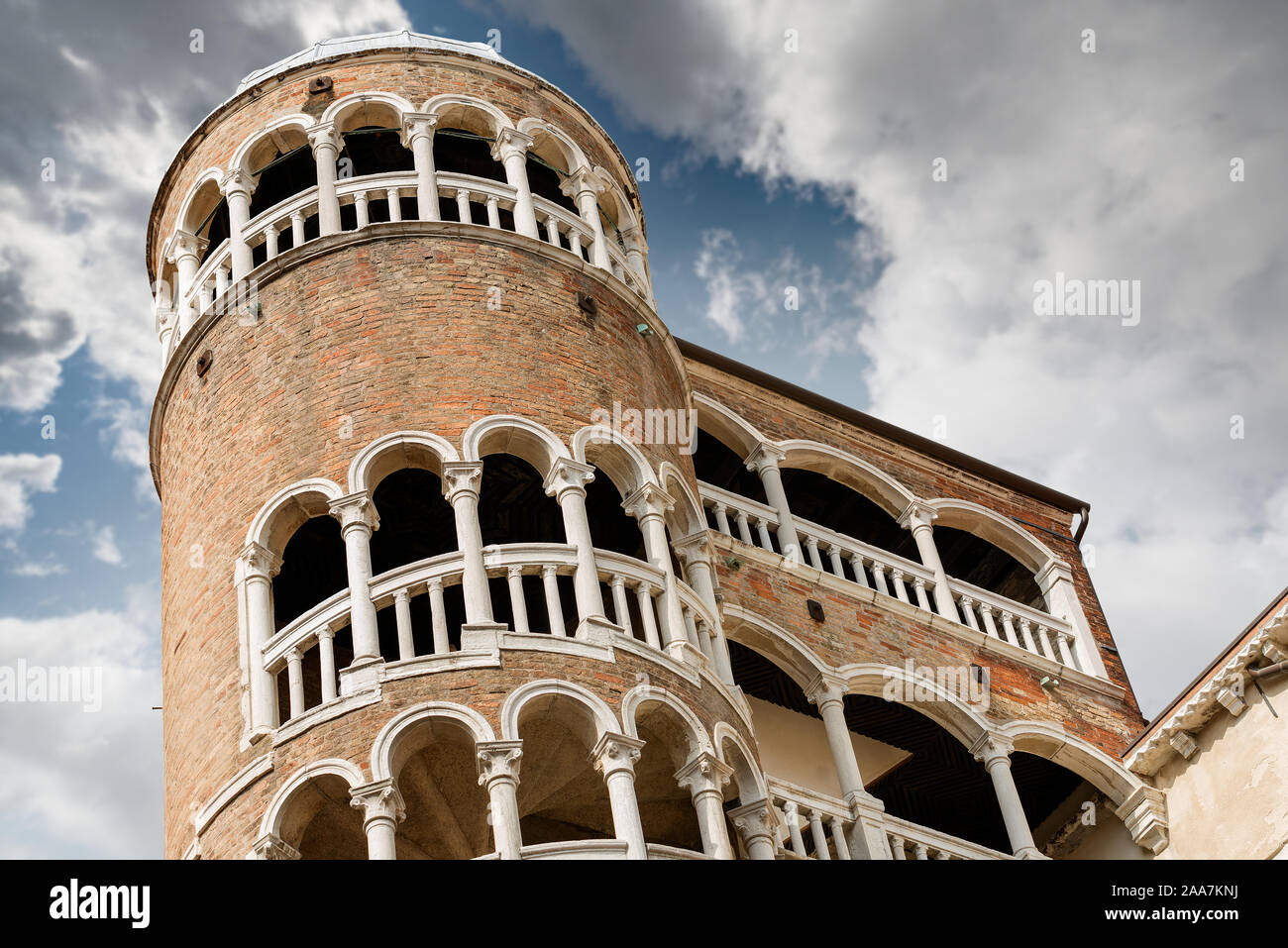 Venice, detail of the Scala Contarini del Bovolo of Contarini Palace ...