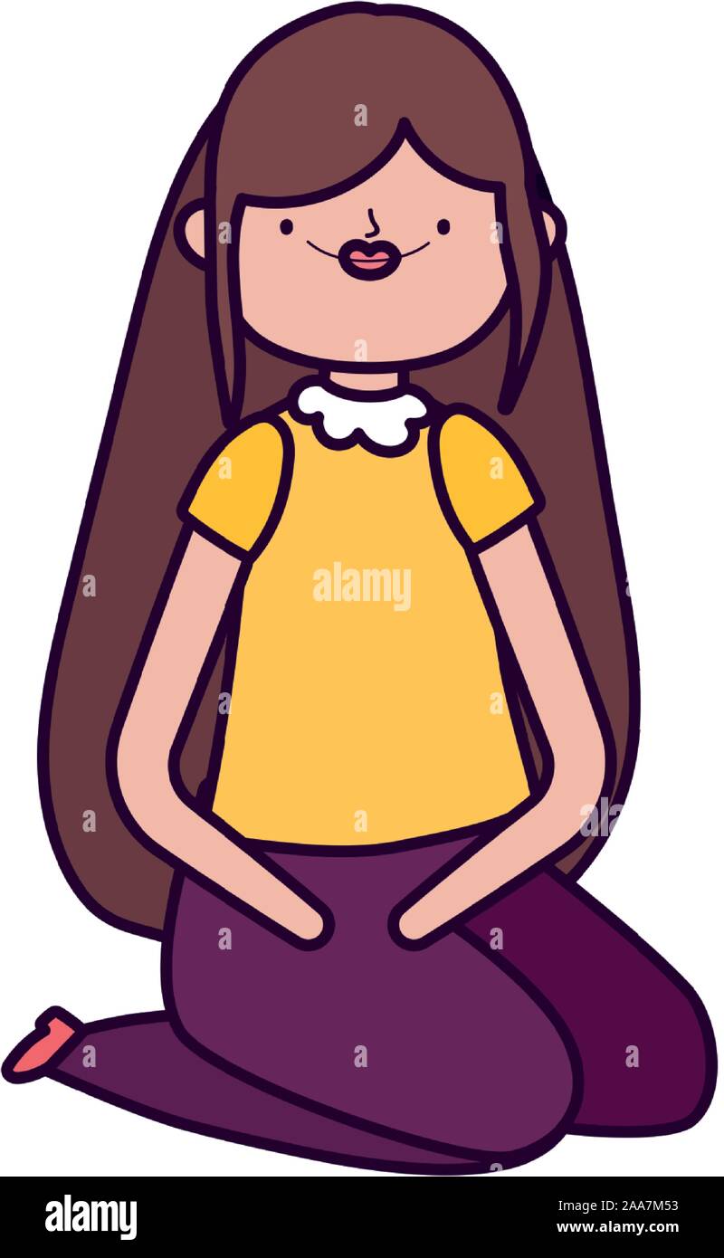 beauty woman on the knees cartoon on white background vector ...