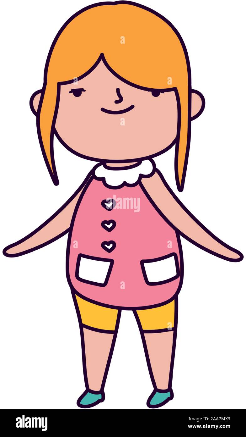 cute little girl with ponytail on white background vector illustration ...