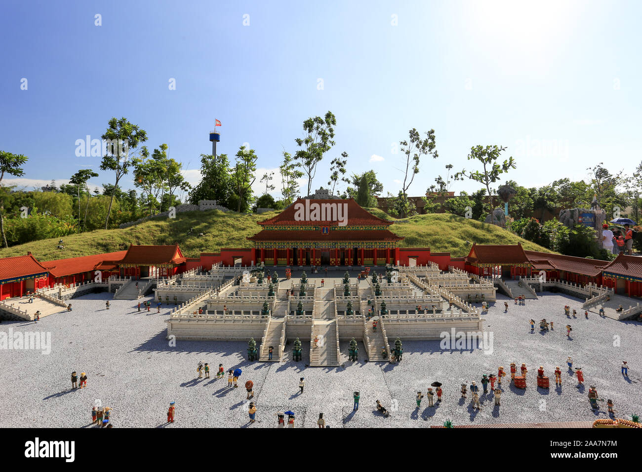 Miniature figurine and building made from brick block modeled after ...