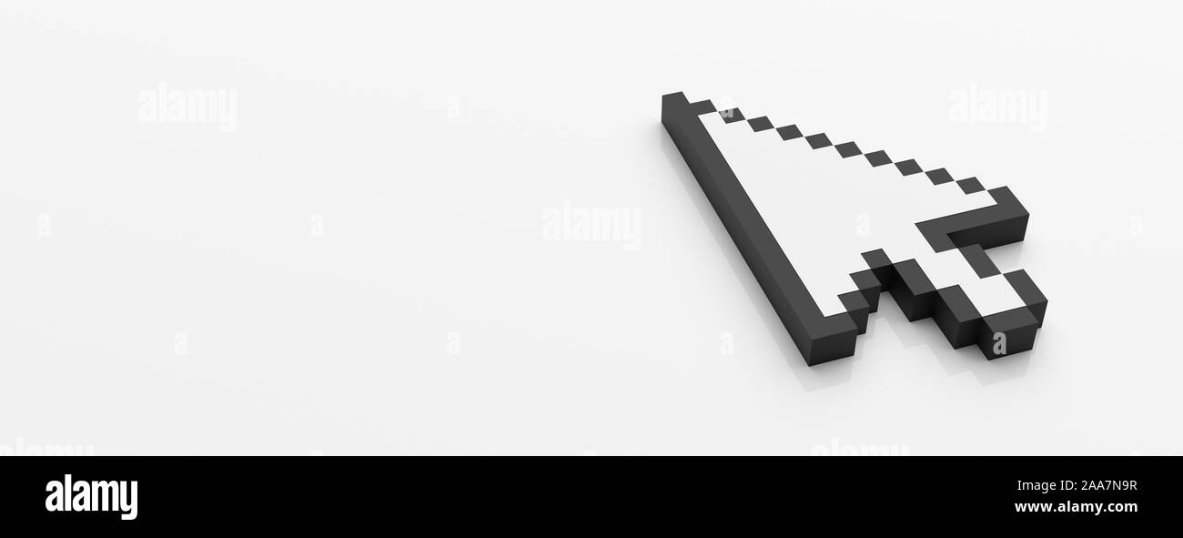 Computer pointer cursor isolated against white background. Pixel ...