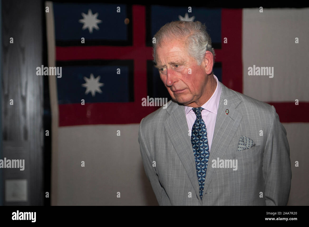 The Prince of Wales in the Waitangi Museum at Waitangi Treaty Grounds ...
