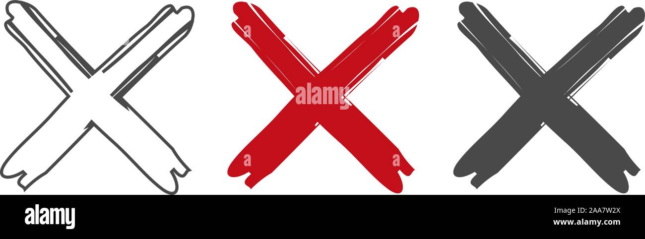 Cross icon. Set x. Cross vector sign. Flat and linear style. Cross red ...