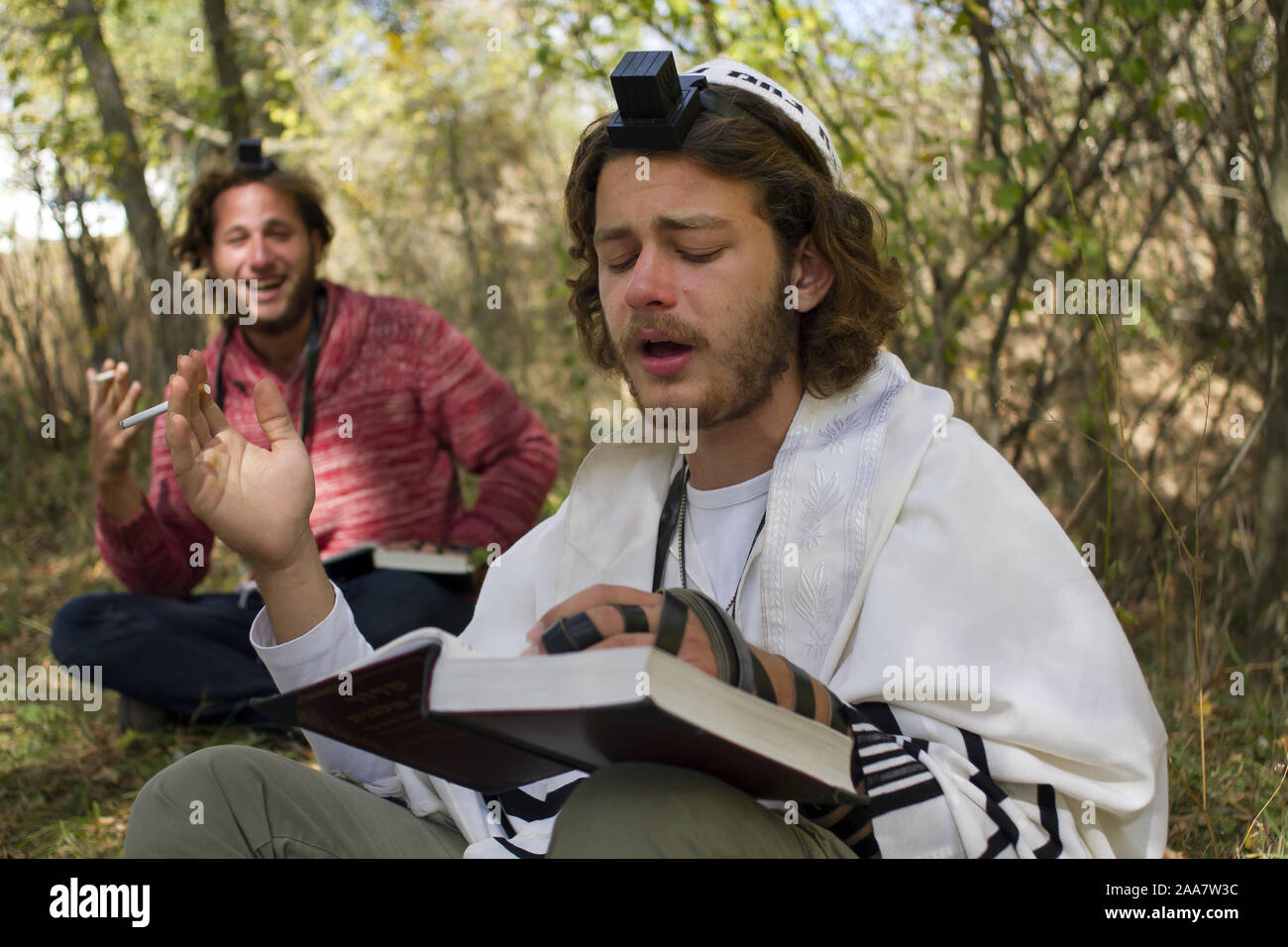 Uman,Ukraine - 02 October 2016. Orthodox Bretslov Hasidim Jews Praying ...