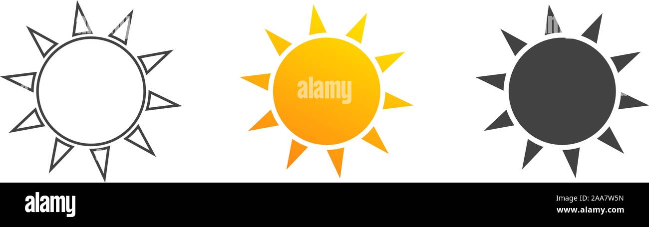 Sun icon. Sun Set symbol. Sun icons in flat and linear style. - vector ...