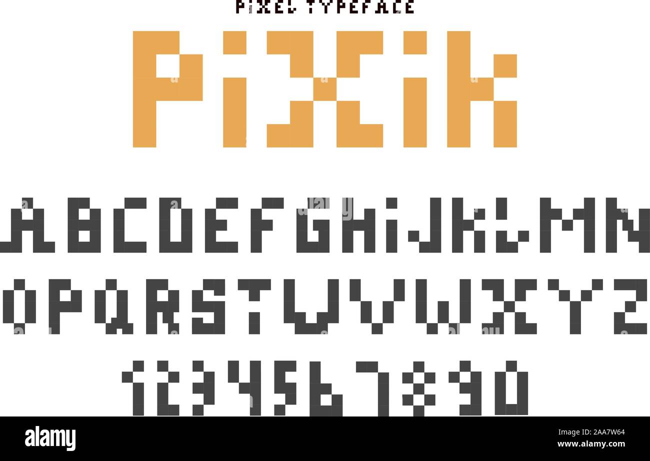 Pixel font. Alphabet retro letters. Alphabet with pixel font. Vector ...