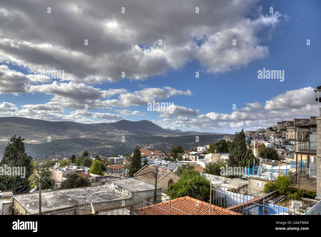 view of mount Meron from the Holy city of safed Israel (tzfat Stock ...