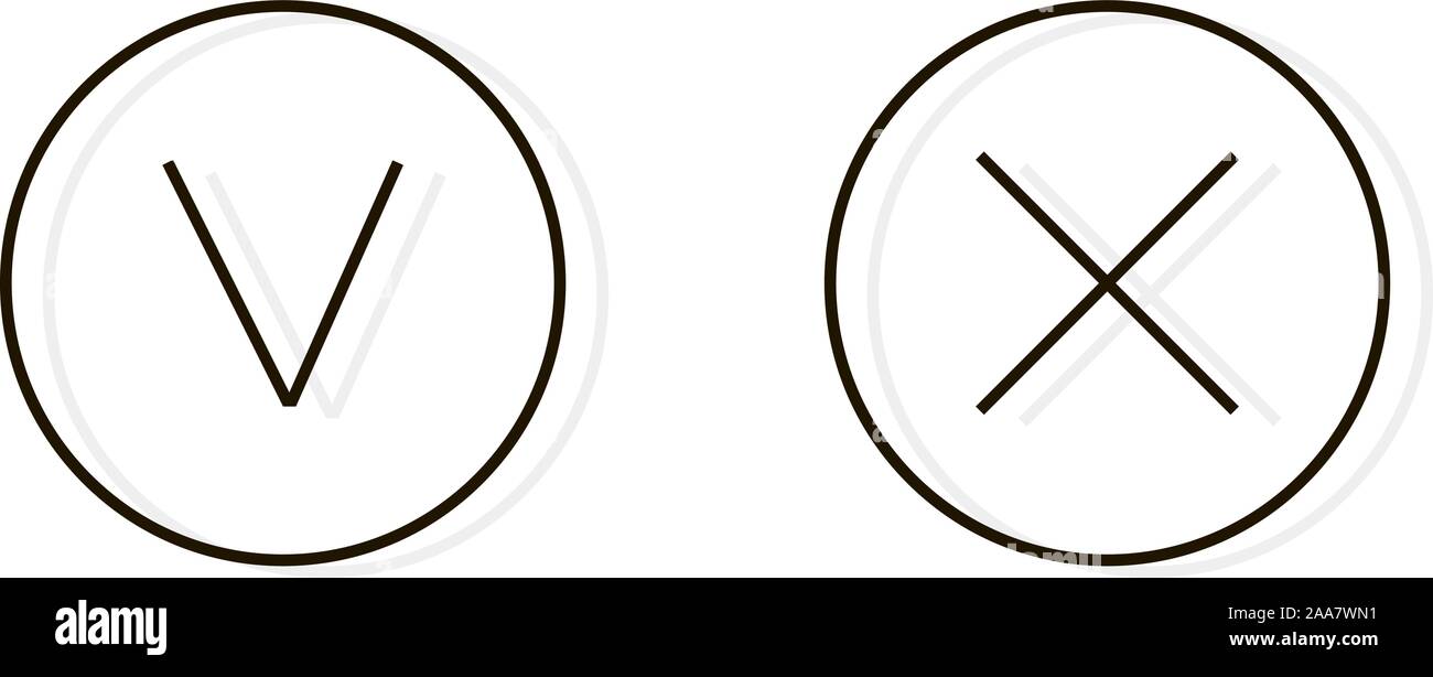 Check mark and cross icons. Icon in linear style. Checkmark yes or ...