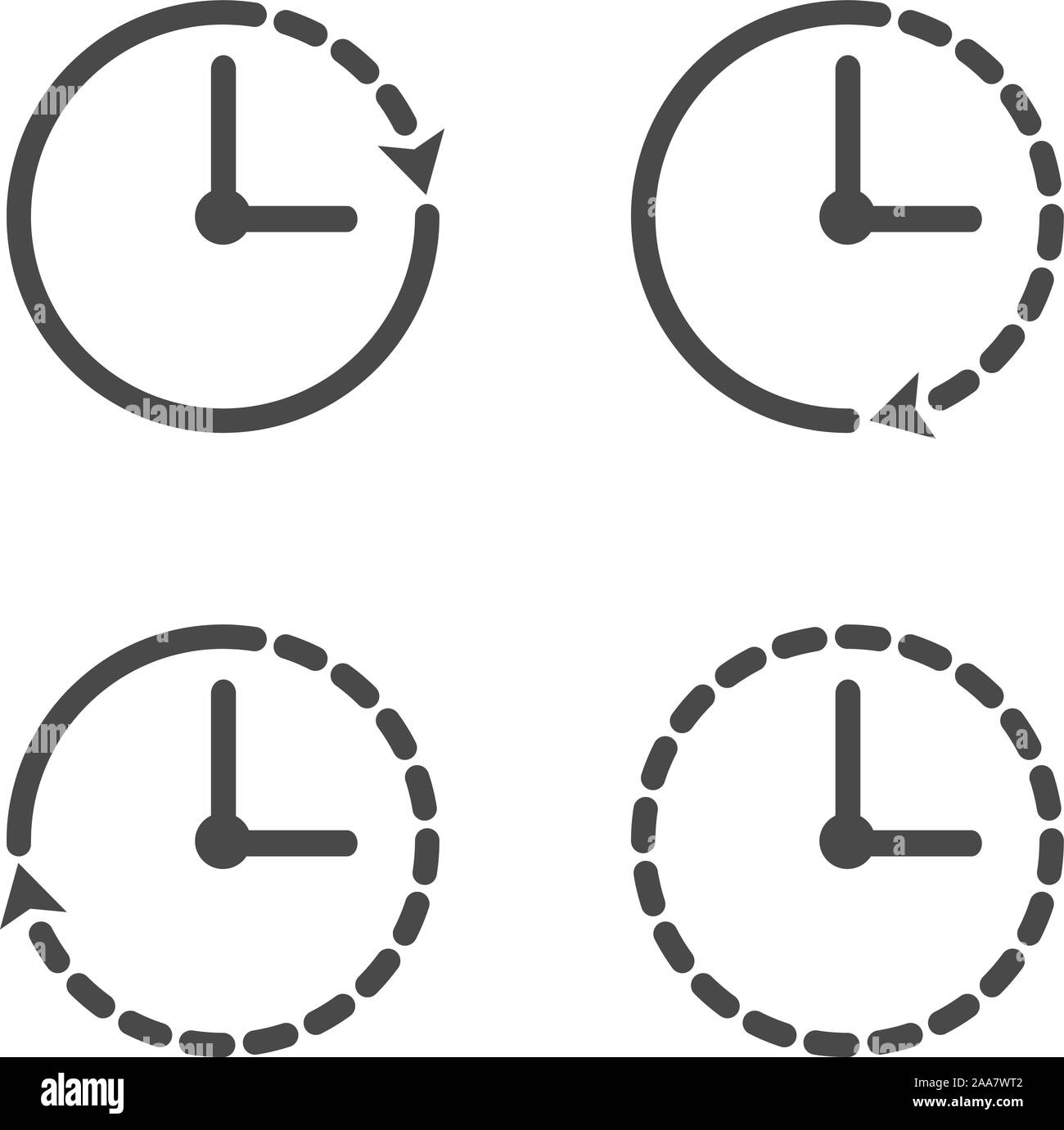 Clock icon. Set of 4 clock icons. Icon in line style. Vector ...