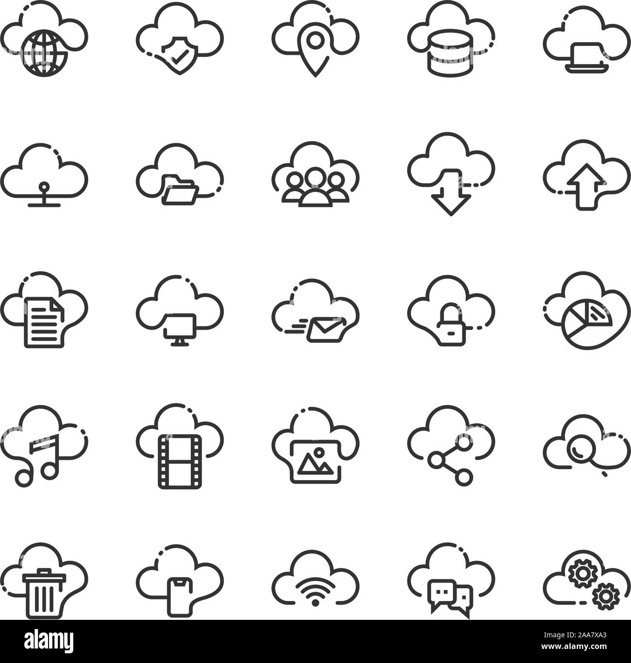 Cloud Computing Outline Icon Set Vector And Illustration Stock Vector Image And Art Alamy