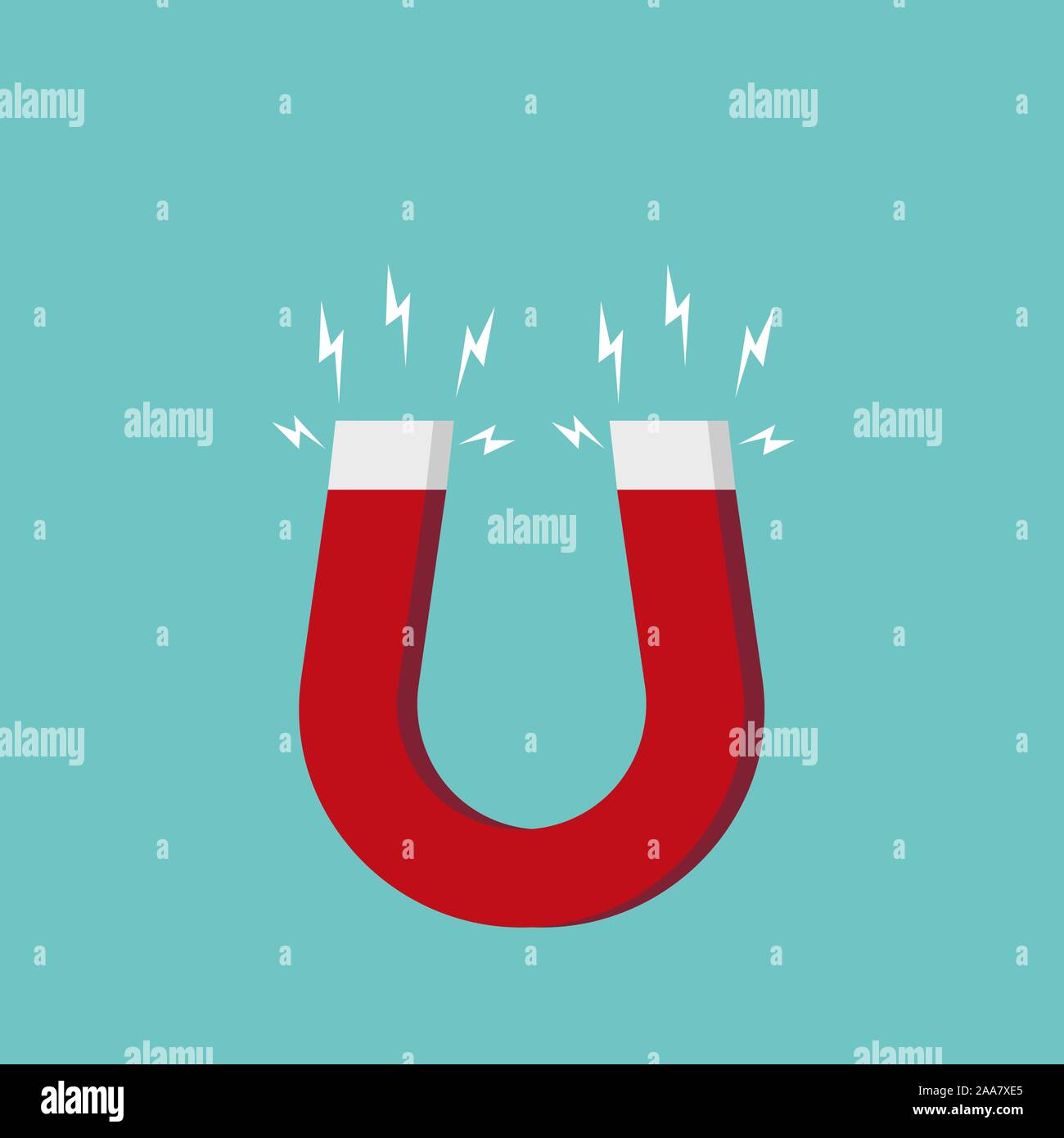 Magnet icon red colored. Magnet in flat style isolated background ...