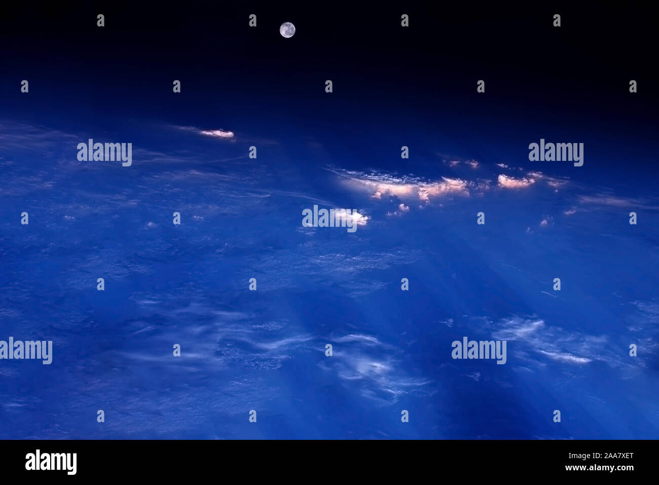 Moon far above the earth's atmosphere. Elements of this image furnished ...