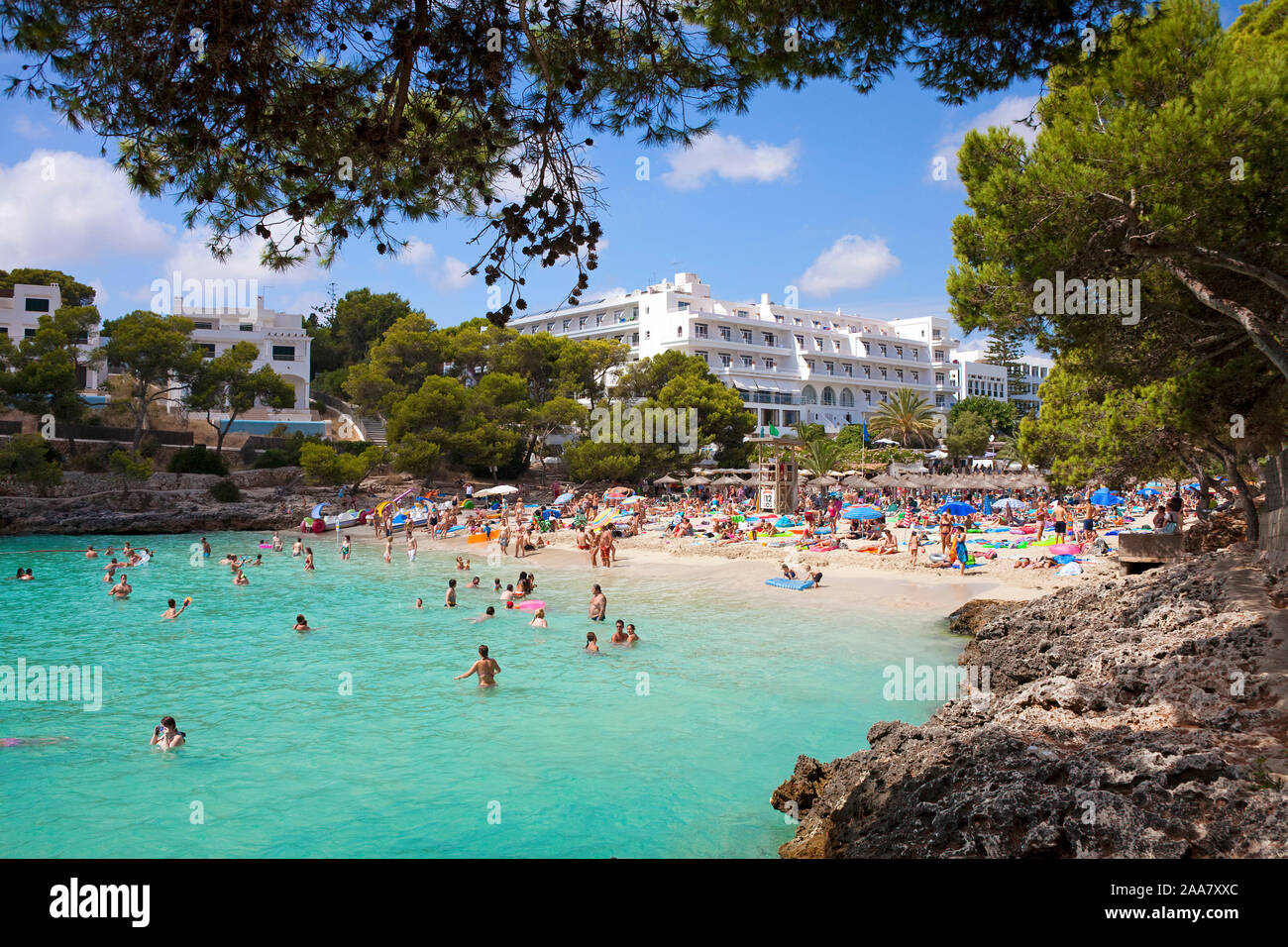 Cala Gran, idyllic bathing beach at Cala D'Or, Mallorca, Balearic ...