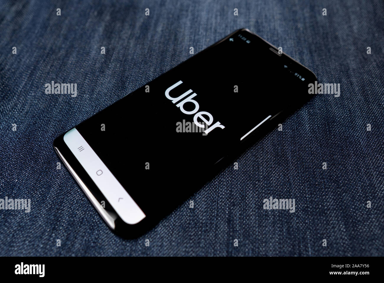 Odessa, Ukraine - October 26, 2019: Uber app. Uber logo visible on ...