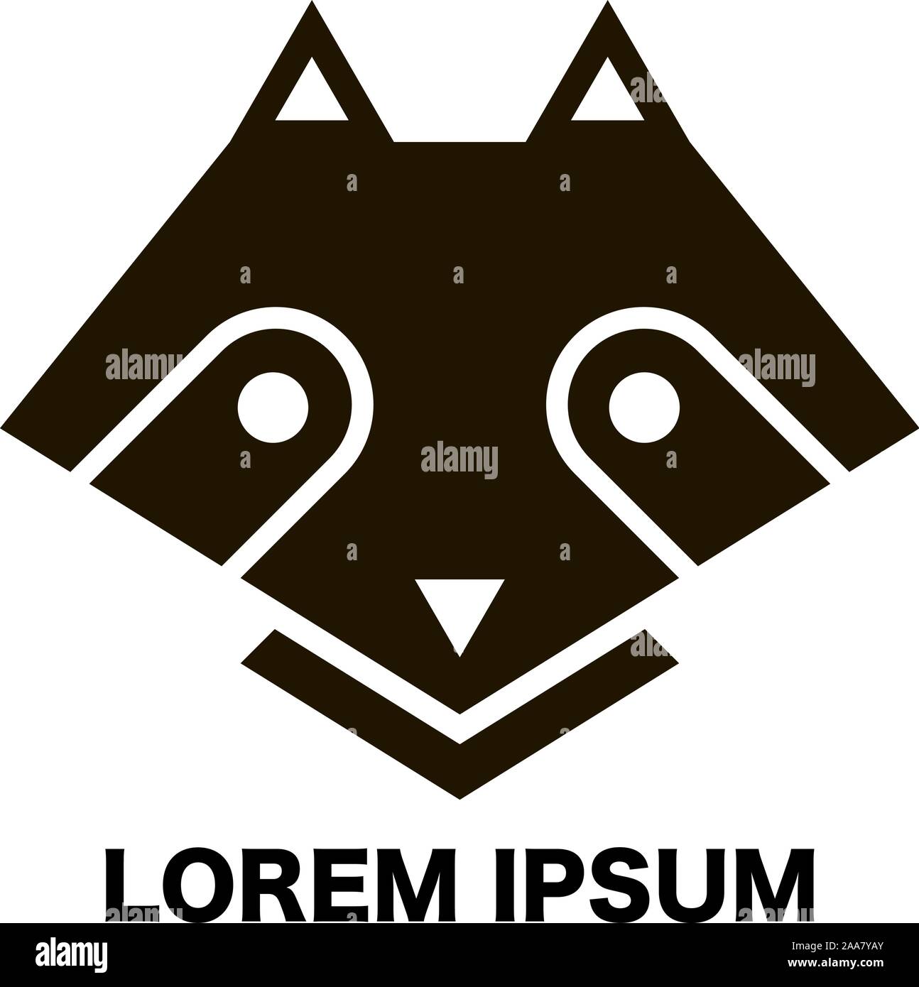 Raccoon icon in flat design. Raccoon black colored. On white background ...