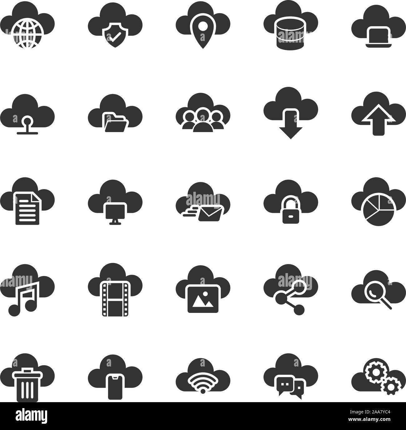 Cloud Computing solid icon set. Vector and Illustration Stock Vector ...