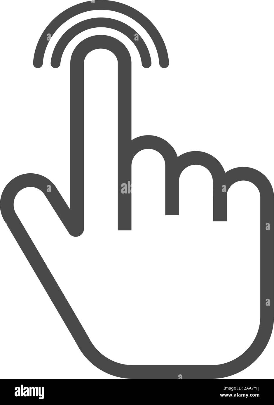 Click icon. Finger tap click. Hand index finger on a grey colored ...