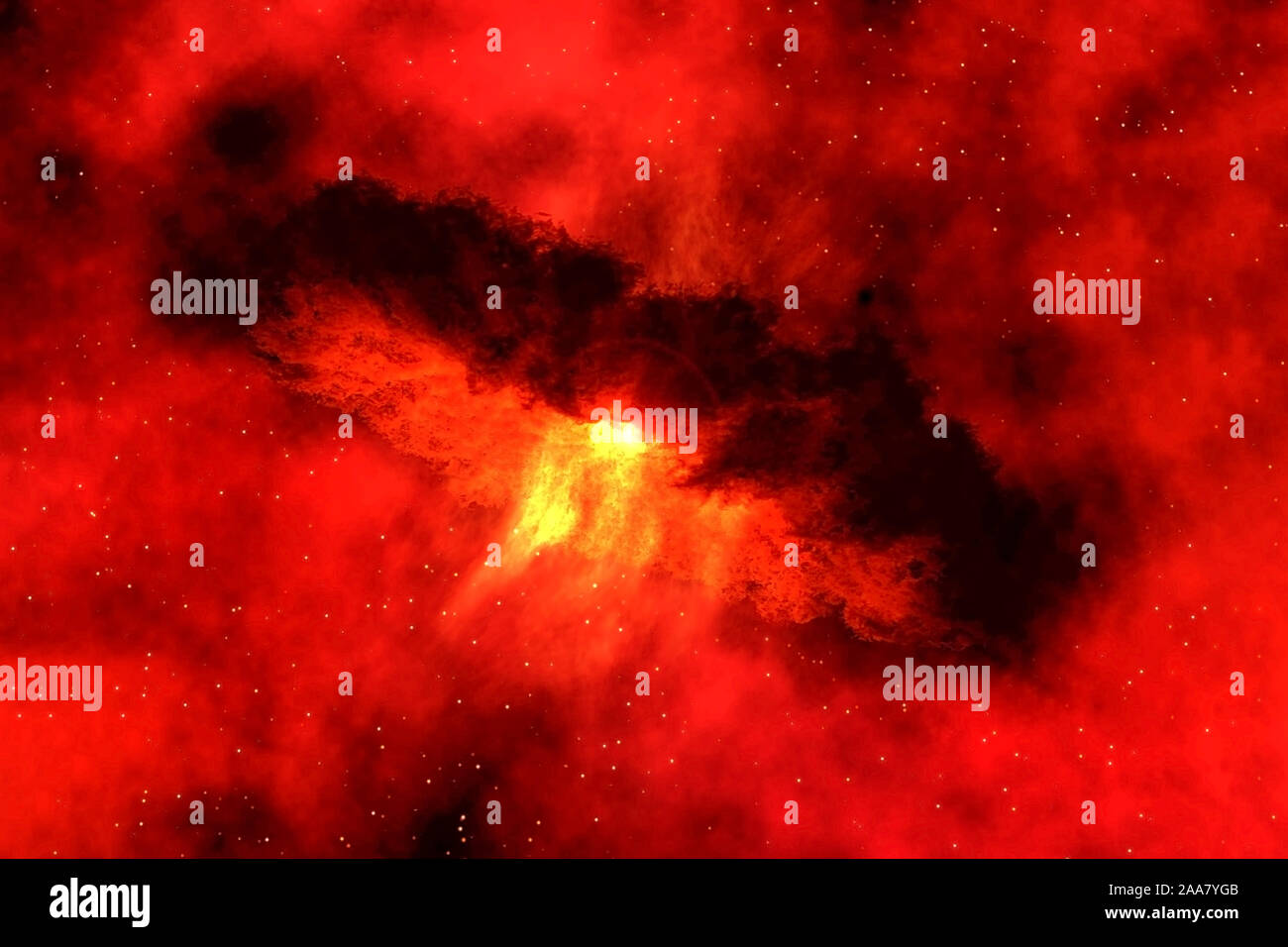 Orange space nebula with stars. Elements of this image furnished by ...
