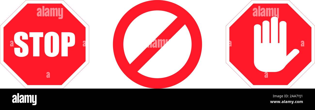 Sign stop no red colored. Set sign icon. Stop icon isolated on white ...