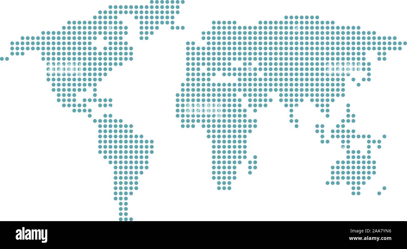 Map world of dot. Dotted world map. Isolated on white background. Vector illustration Stock ...