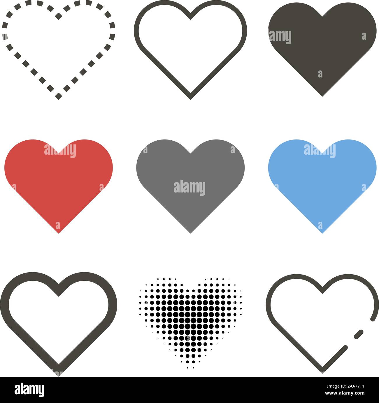 Set of different hearts icons. Icon heart in different stylish. Vector ...