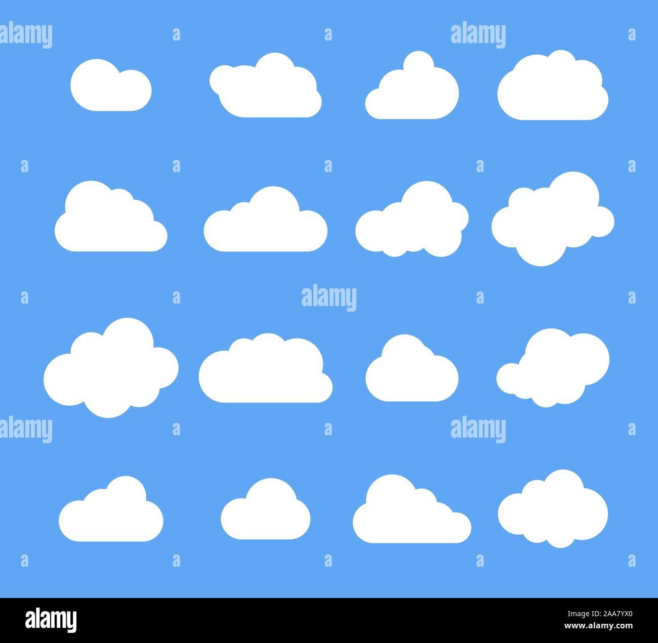 Cloud cartoon. Set of different cartoon clouds. Clouds on a isolated ...