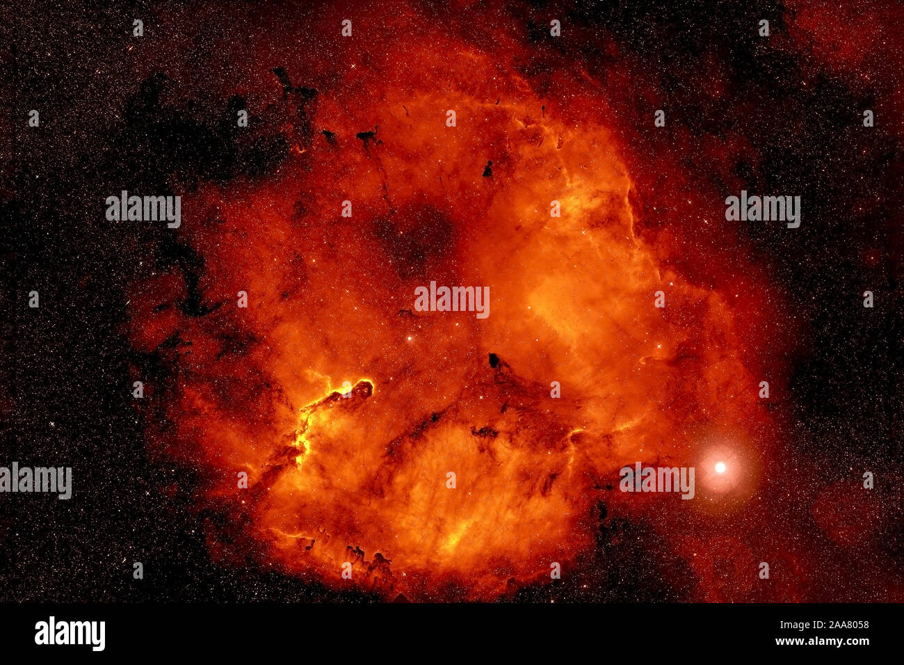 Orange space nebula with stars. Elements of this image furnished by ...