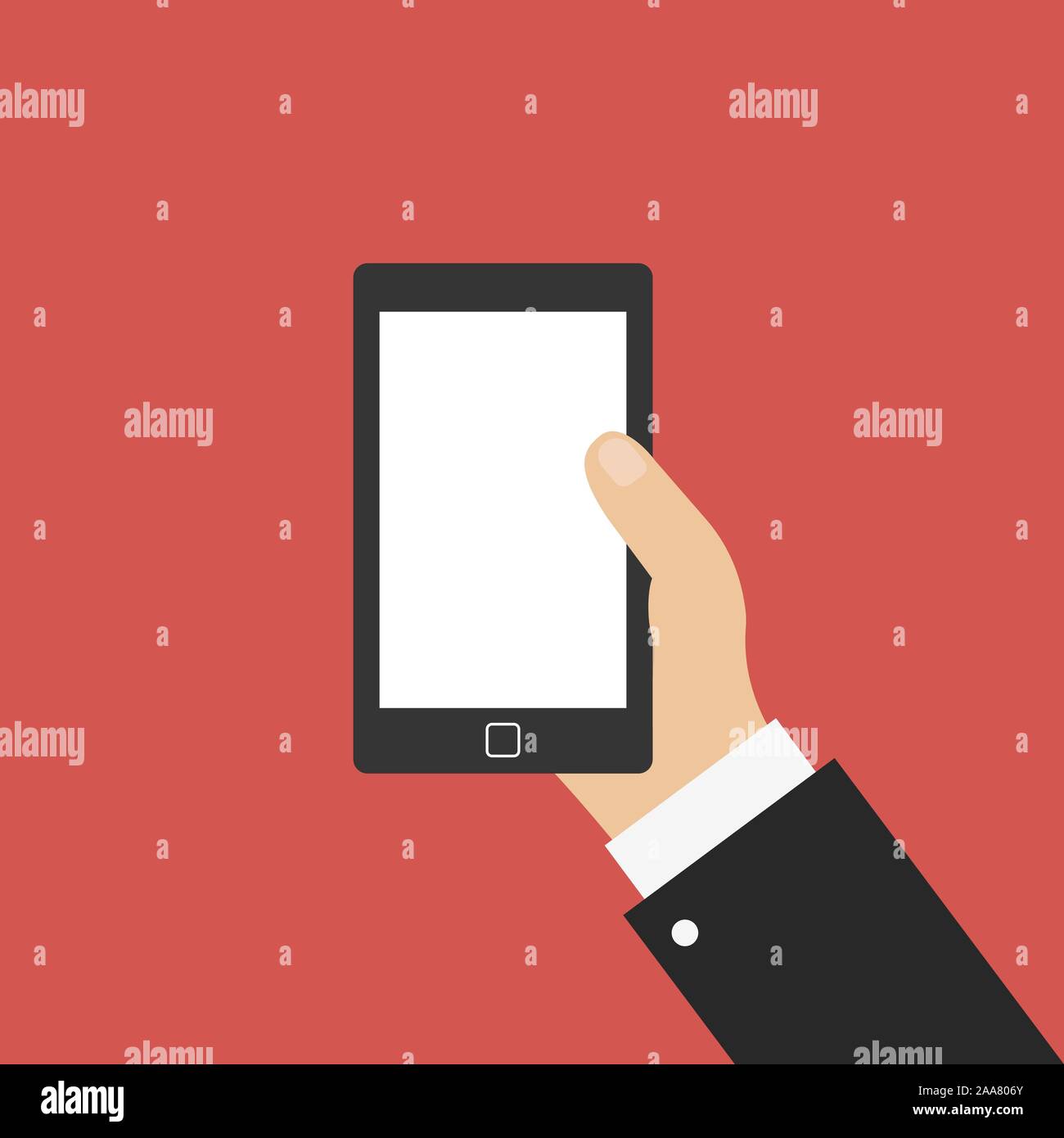 Hand with smartphone. Icon in flat design isolated. Vector illustration ...