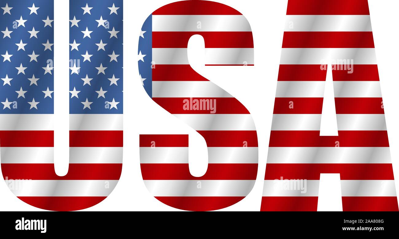 Text USA in style flag. Flag american isolated on white background ...