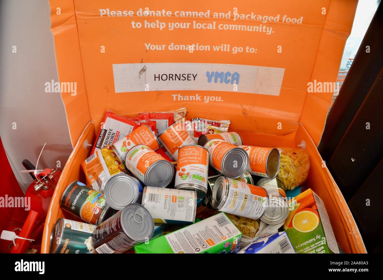 food donations for hornsey YMCA london haringey at food donation point ...