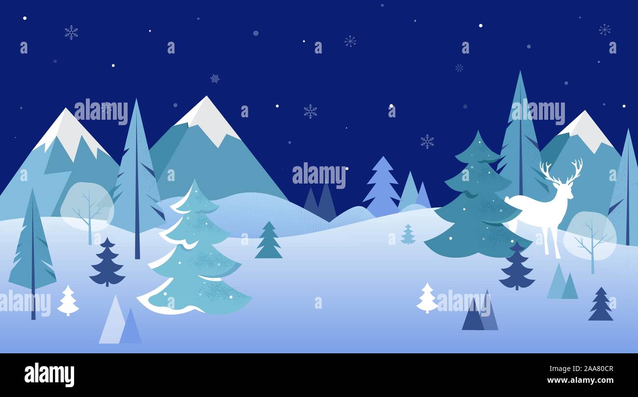 Winter Landscape Background. Christmas banner. Flat Vector Illustration ...