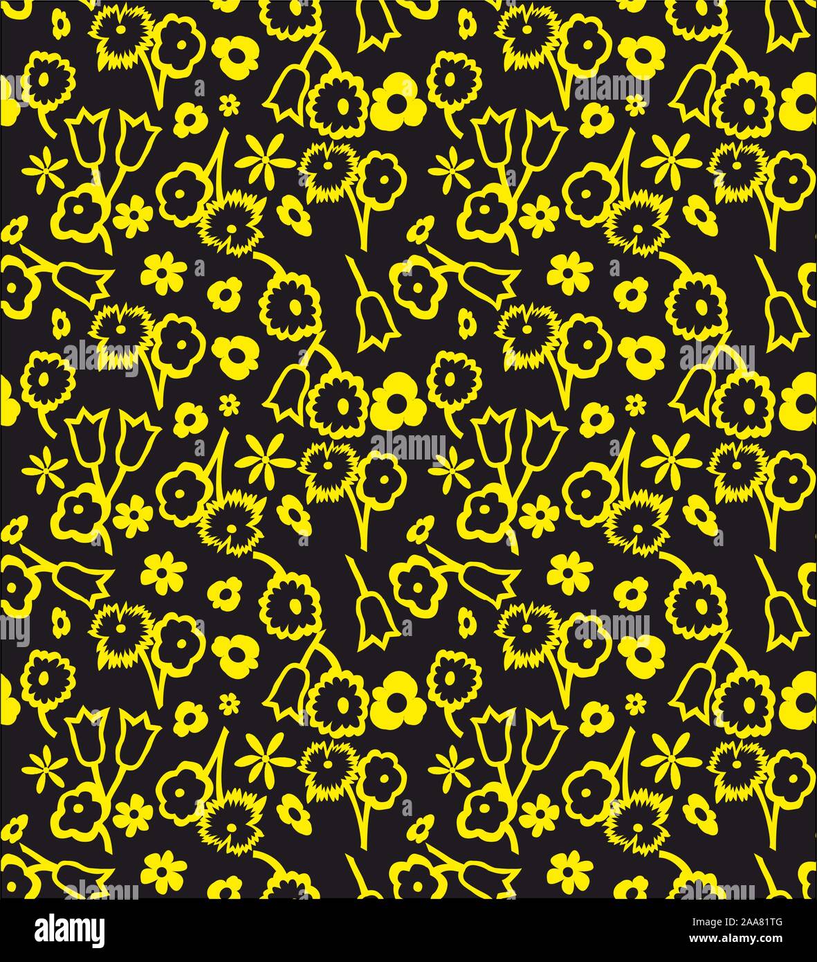 Yellow flowers pattern, little floral background. Seamless ornamental ...