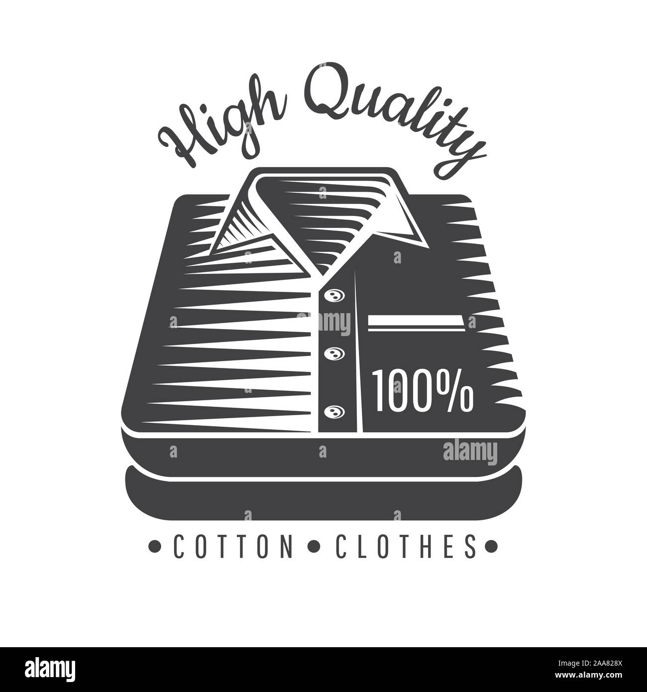 Silhouette of cotton stack of shirts from top view. Logo for textile ...