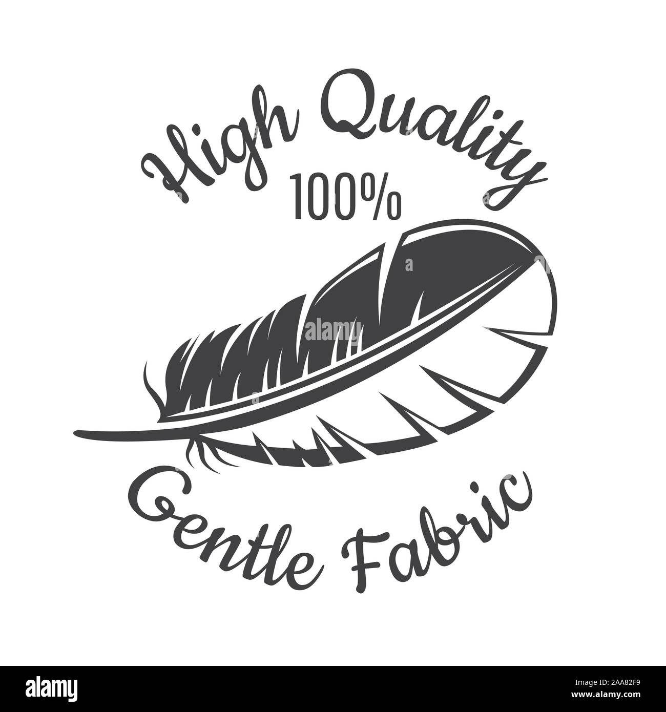 Silhouette of feather. Logo for sensitive textile, fabric, cloth, or ...