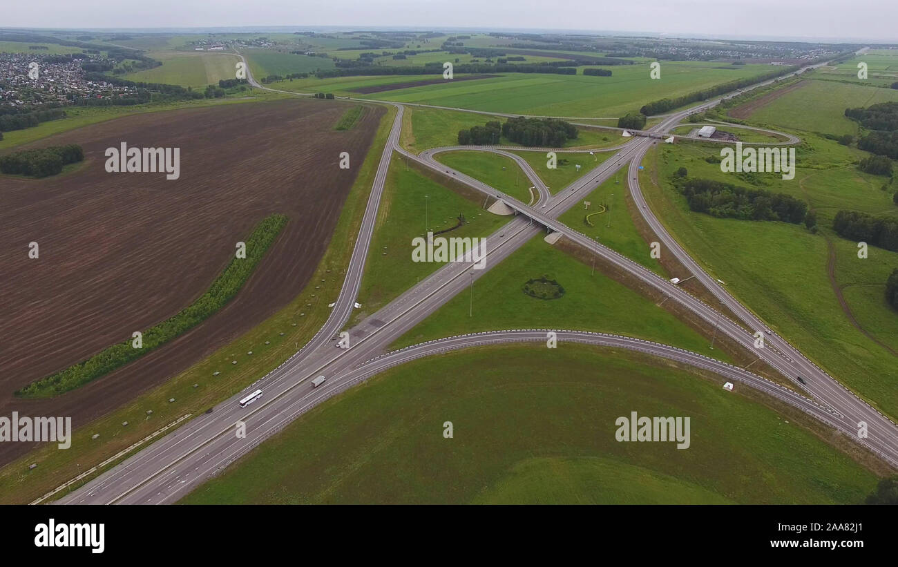 Drone flying over highway in hi-res stock photography and images - Alamy