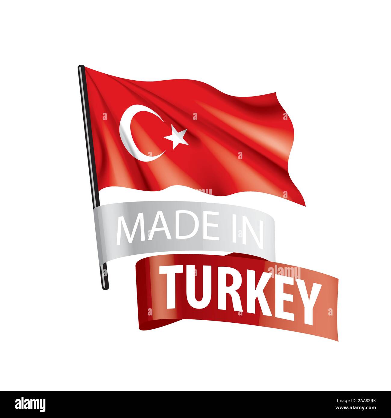 Turkey flag, vector illustration on a white background Stock Vector ...