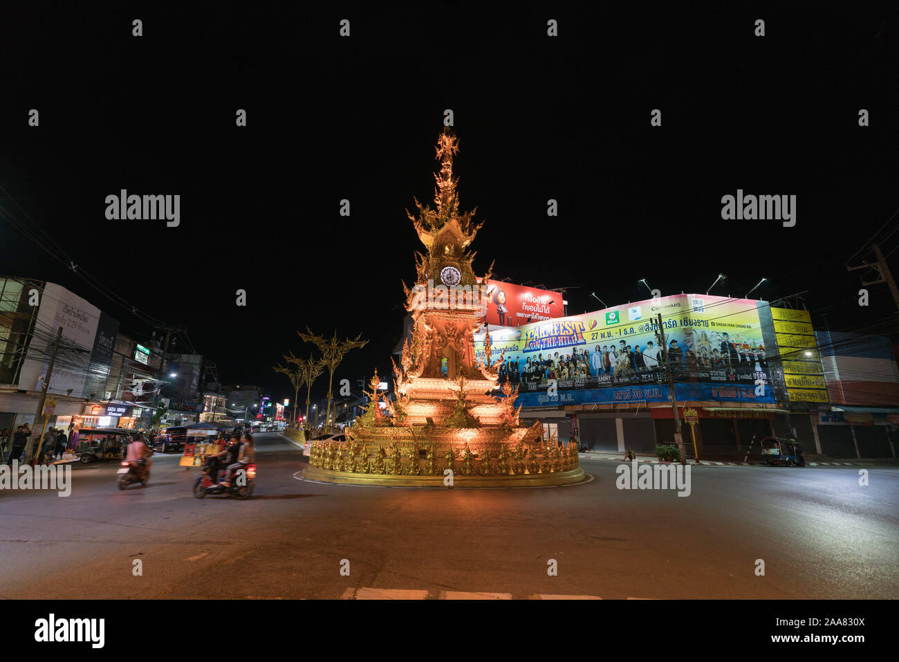 Night light show of the bell tower in the old city Stock Photo - Alamy