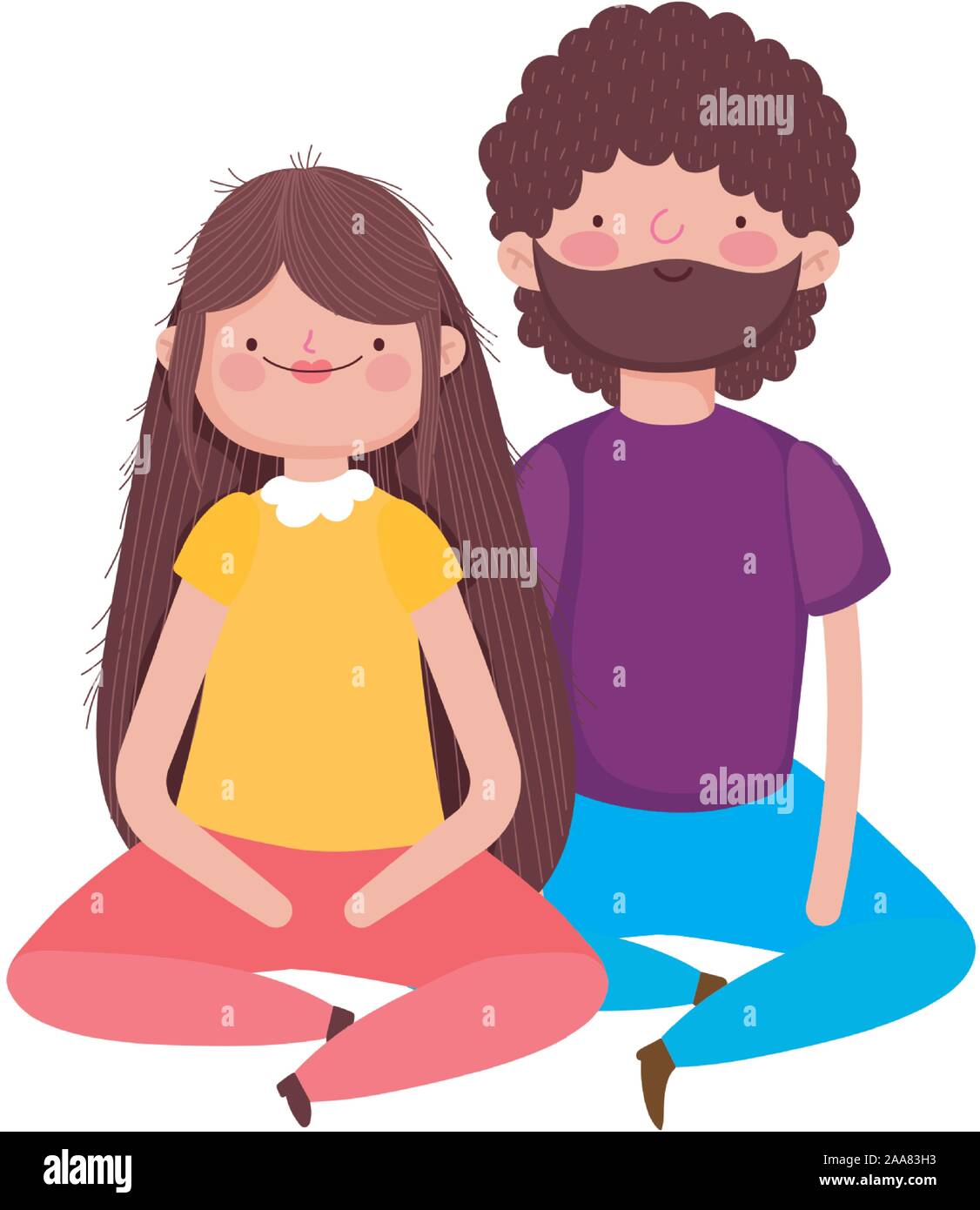 couple sitting characters on white background vector illustration Stock ...